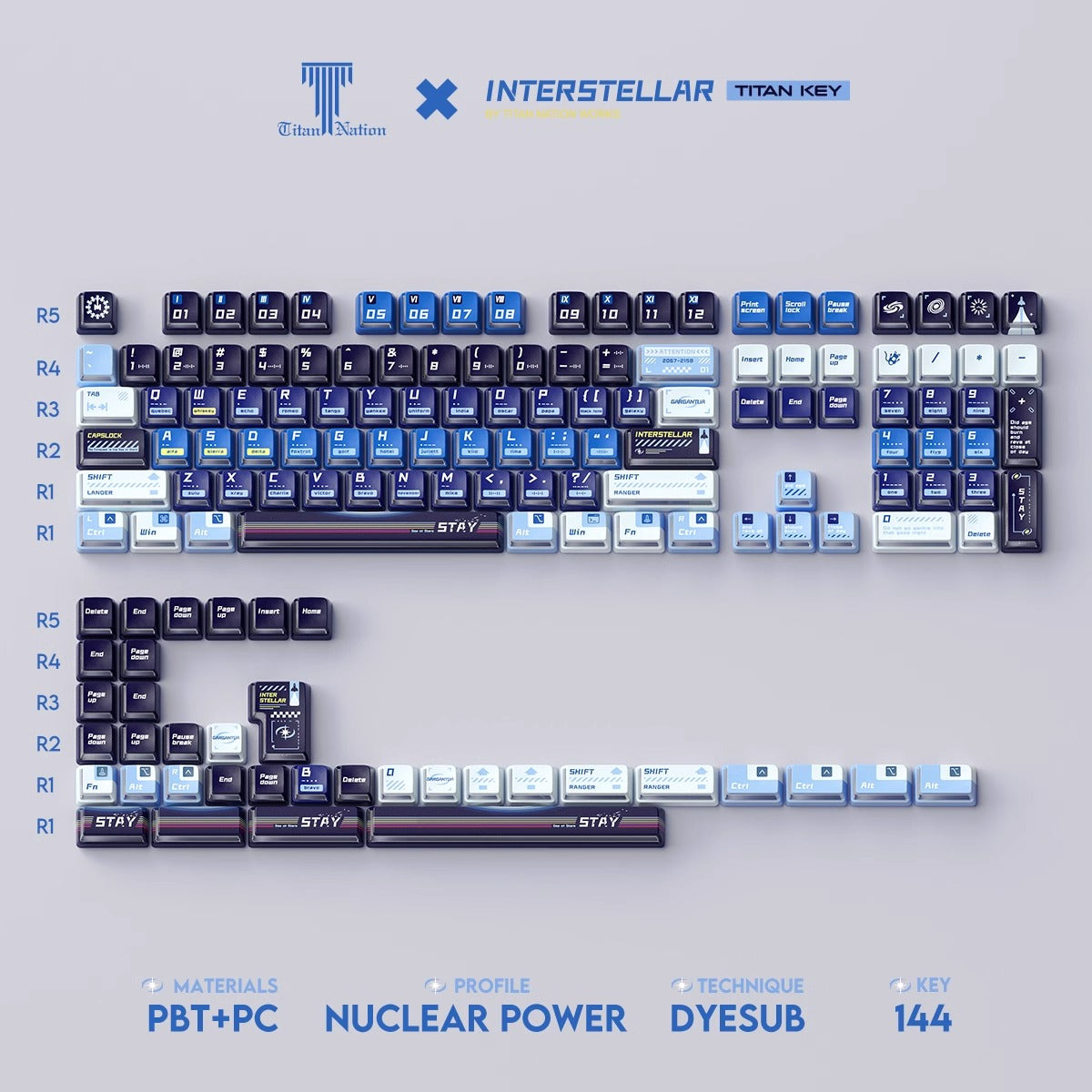 Interstellar PC PBT Keycaps Set Compatible with Wooting 60HE